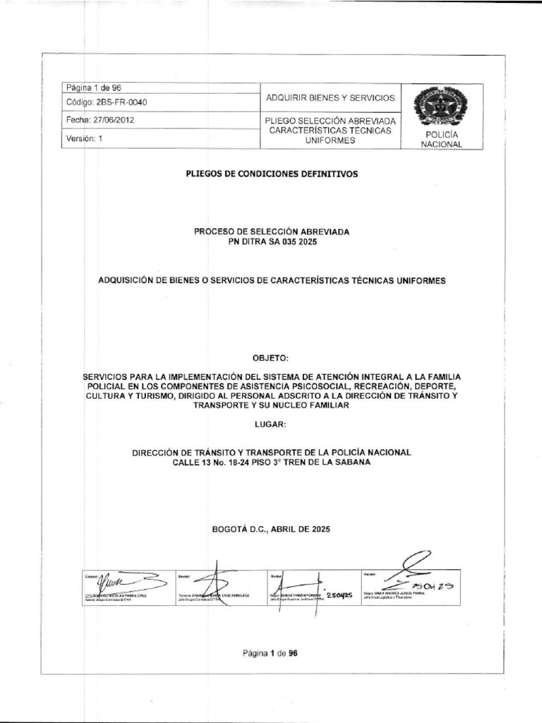 Pliegos de Condiciones Definitivos PN Ditra Sa 035 2025 | PDF