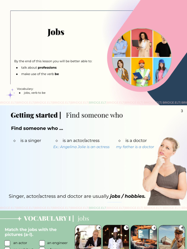 Vocabulary - Jobs, Verb To Be | PDF | Linguistics | Languages