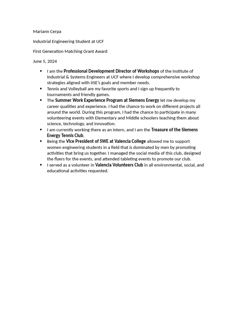 First Generation Matching Grant Award | PDF