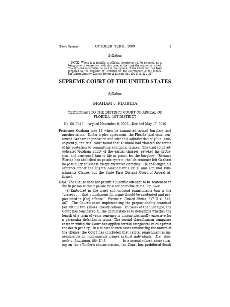 Graham v. Florida | PDF | Eighth Amendment To The United States ...