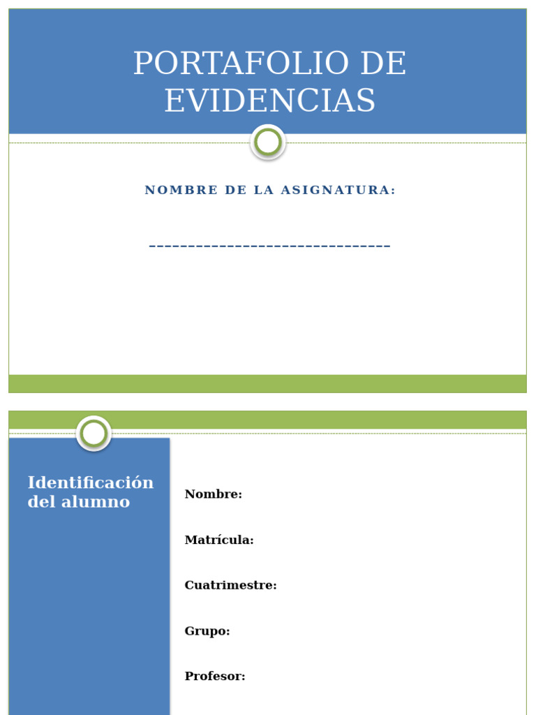 Plantilla Portafolio de Evidencias | PDF