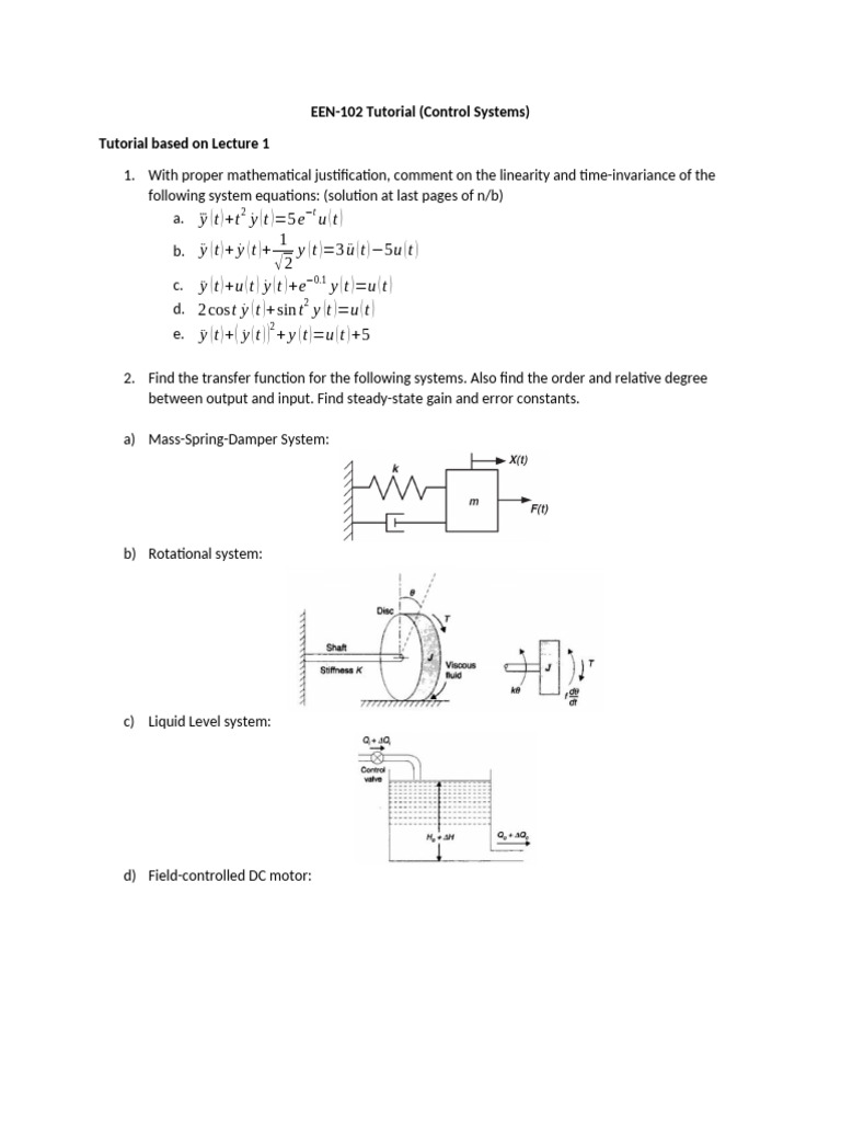 Control Systems Tutorial 1 | PDF | Feedback | Control Theory