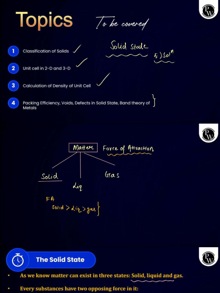 Solid State - Class Notes - CUET Crash Course Science 2025 | PDF