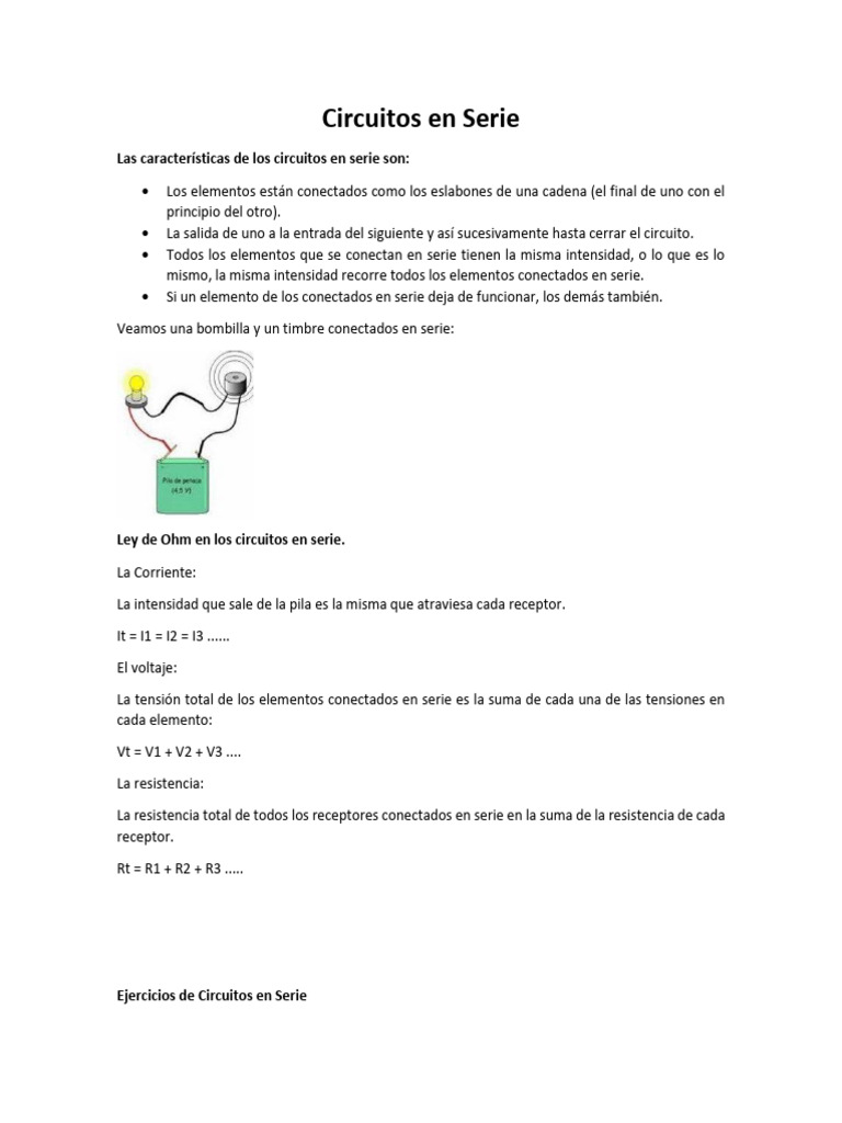 Circuitos en Serie | PDF | Resistencia Eléctrica y Conductancia | Red eléctrica