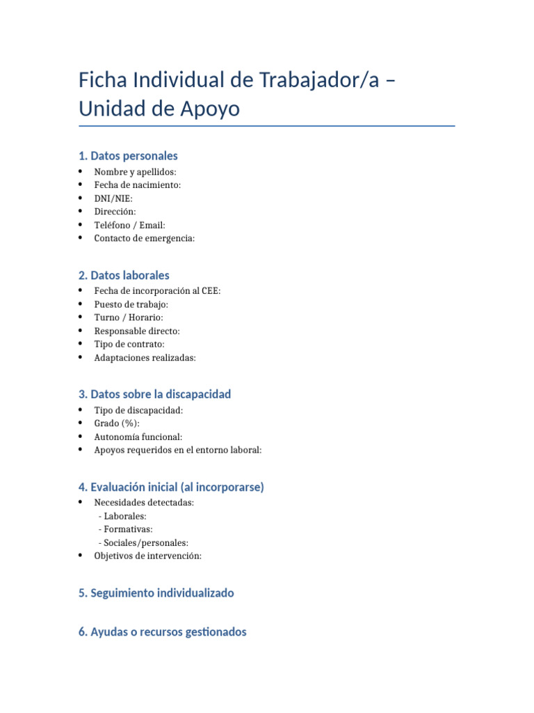 Ficha Unidad de Apoyo CEE | PDF