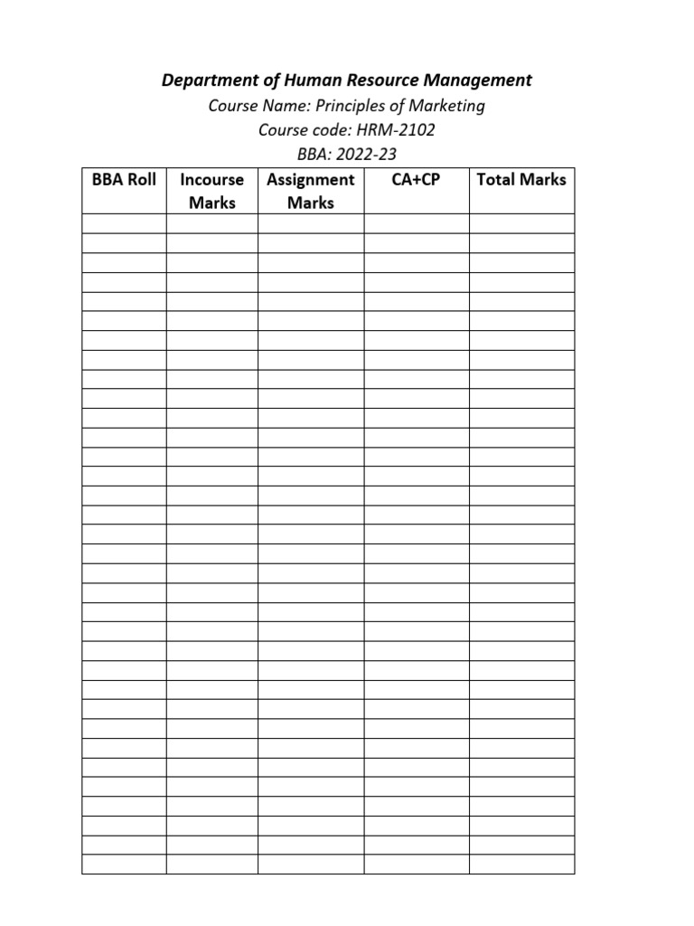 BBA 2022-2023 Internal Evaluation Marks - Updated | PDF