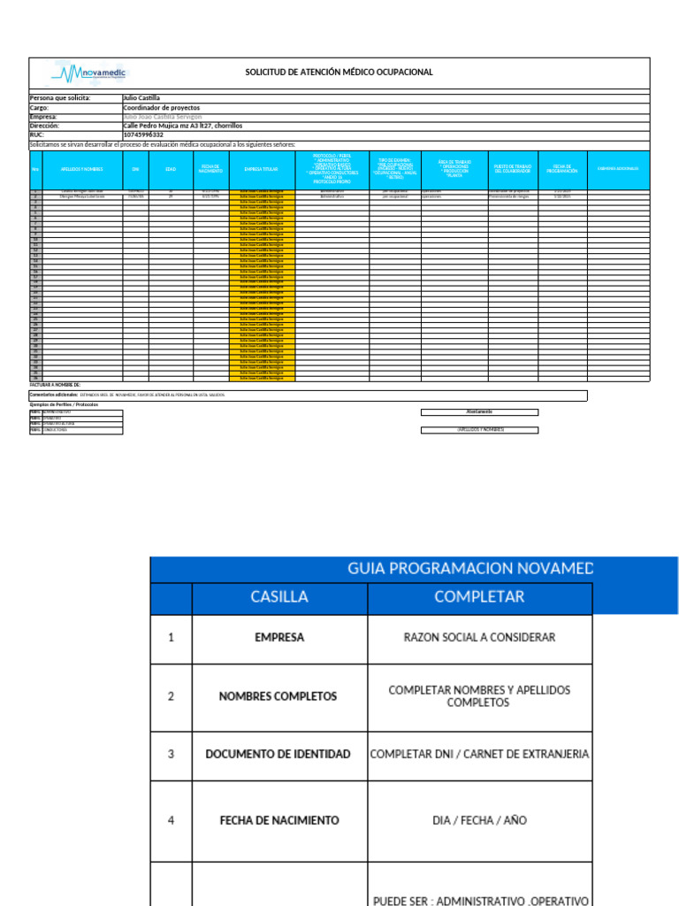 FORMATO DE PROGRAMACION_ NOVAMEDIC | PDF