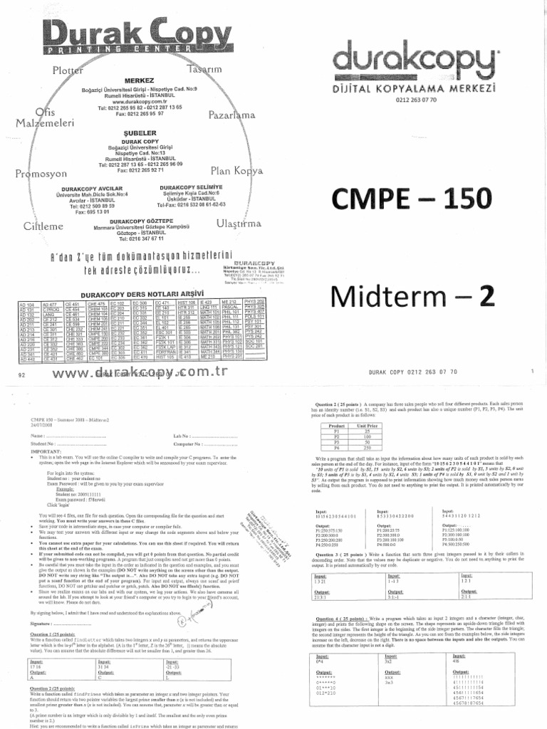 Cmpe 150 Midterm 2 25.12.2013 | PDF