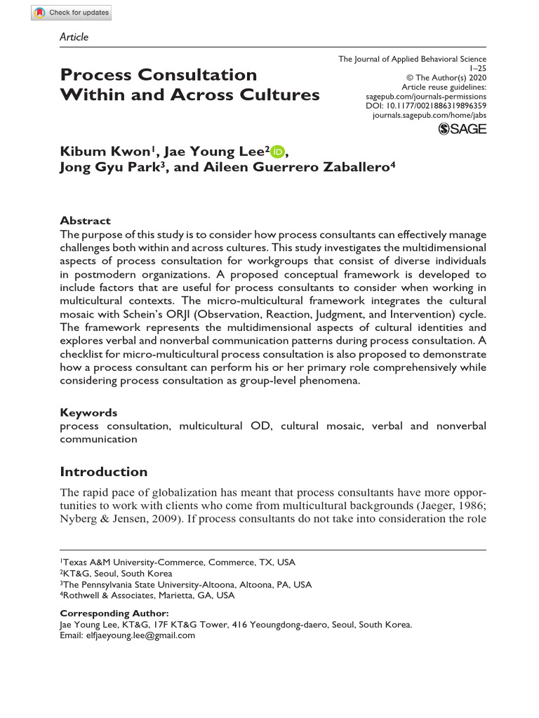 10.1177@0021886319896359 | PDF | Nonverbal Communication | Identity ...