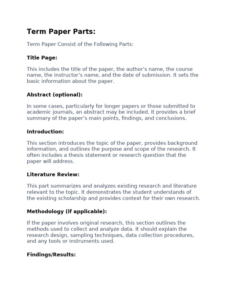 Term Paper Parts and Components | PDF | Citation | Apa Style