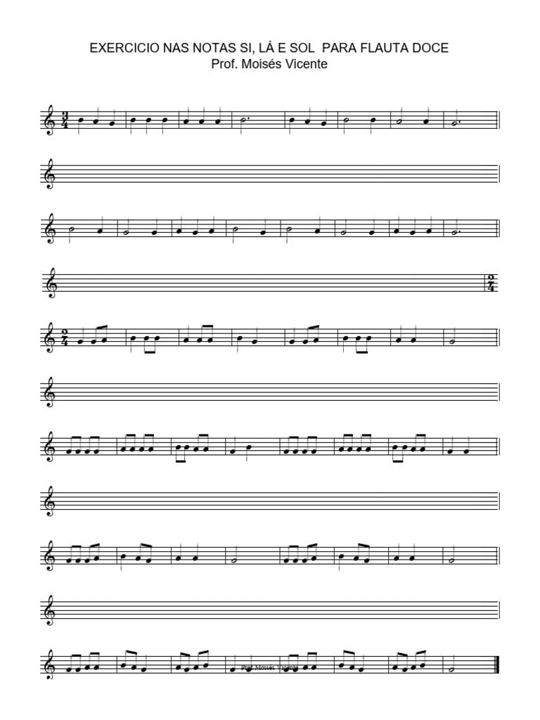Exercici - Notas Si-La-Sol - Flautas | PDF