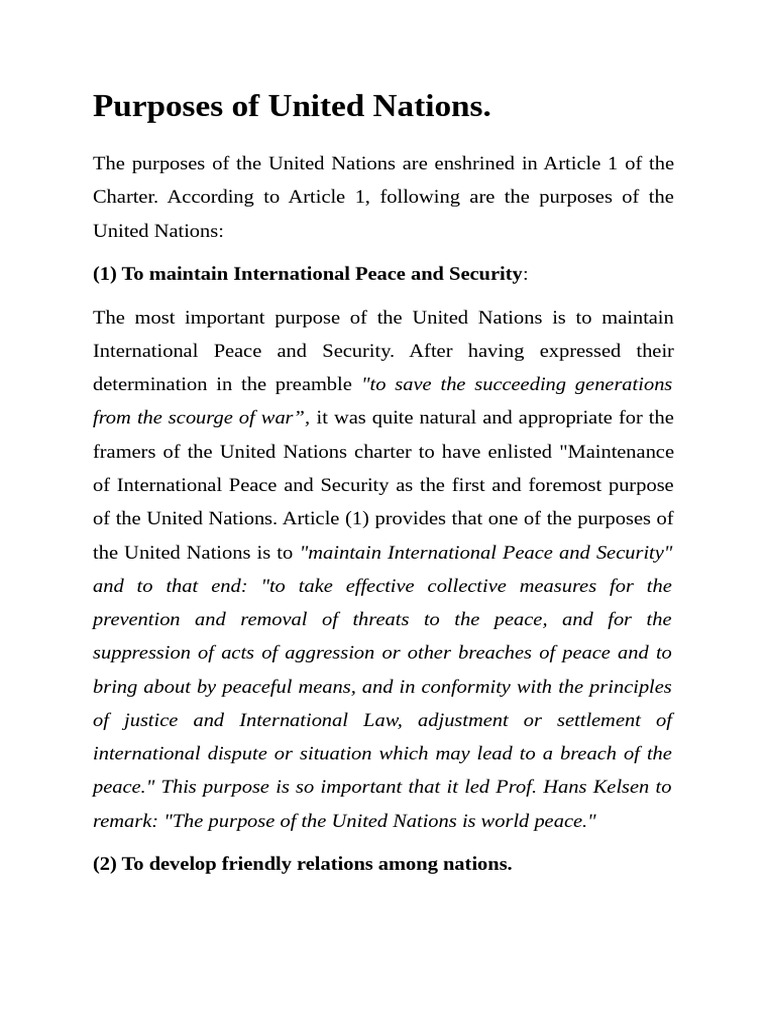 UN Purposes and Principles Explained | PDF | International Law | United ...