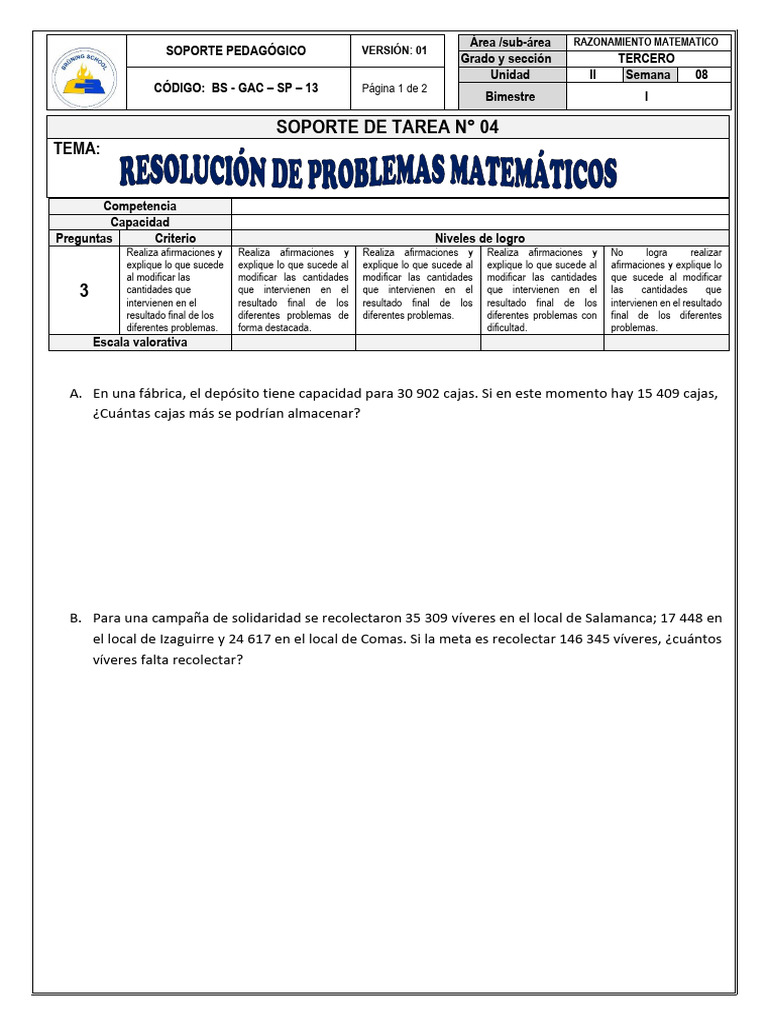 Soporte Tarea-Raz. Mat | PDF