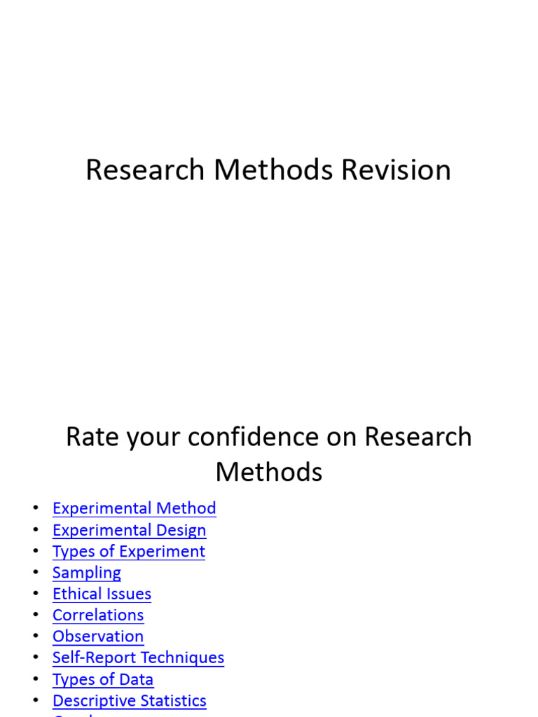 AQA A Level Psychology Research Methods Revision | PDF | Experiment ...