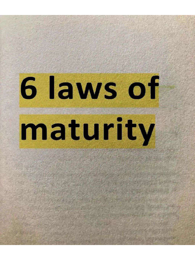 6 Laws of Maturity | PDF