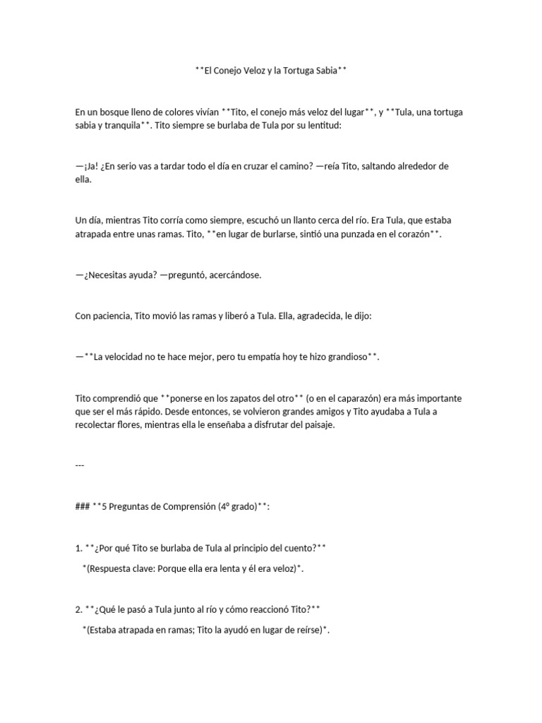 Empatía en "El Conejo Veloz" | PDF