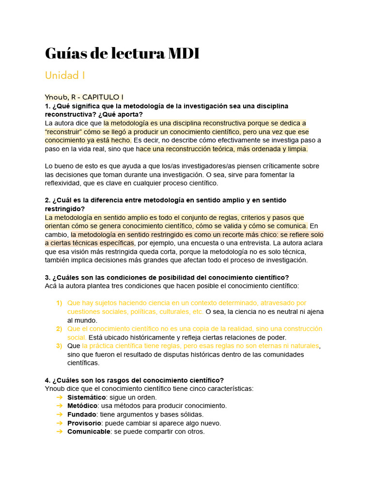 Guías de Lectura MDI | PDF | Conocimiento | Metodología