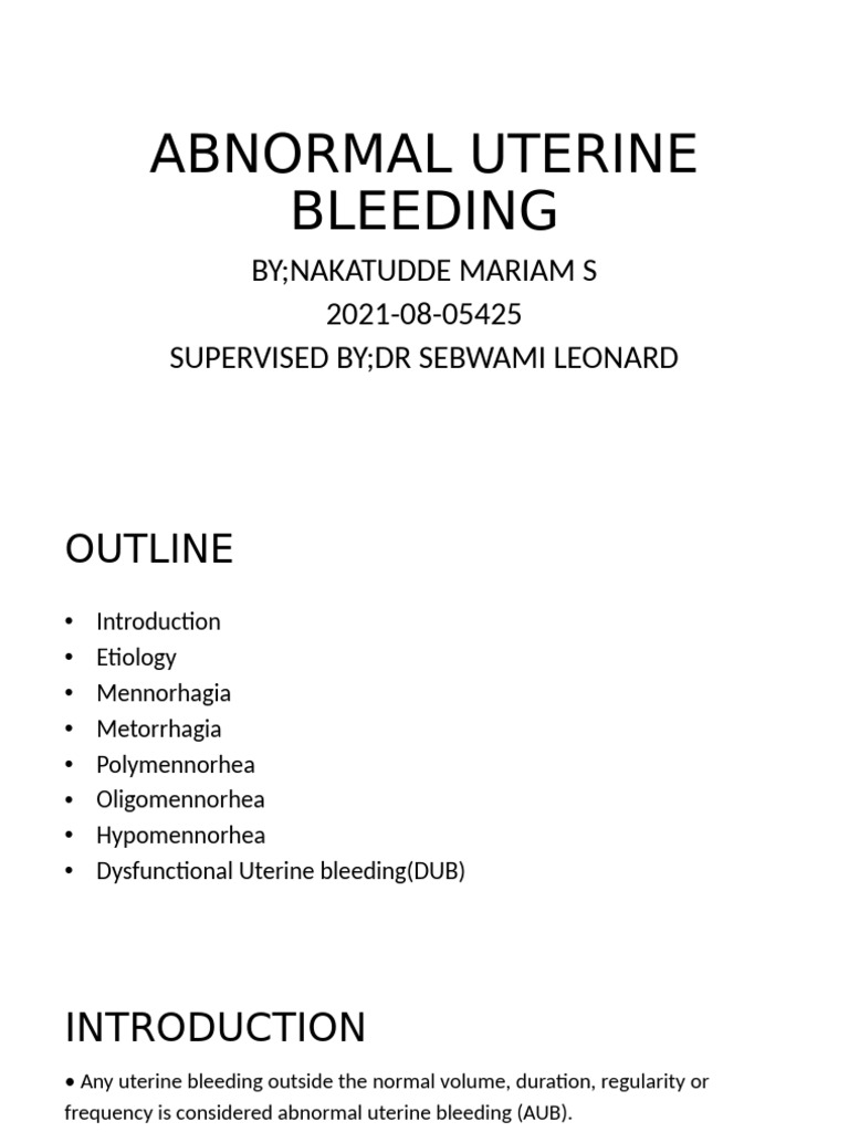 Understanding Abnormal Uterine Bleeding | PDF | Combined Oral ...