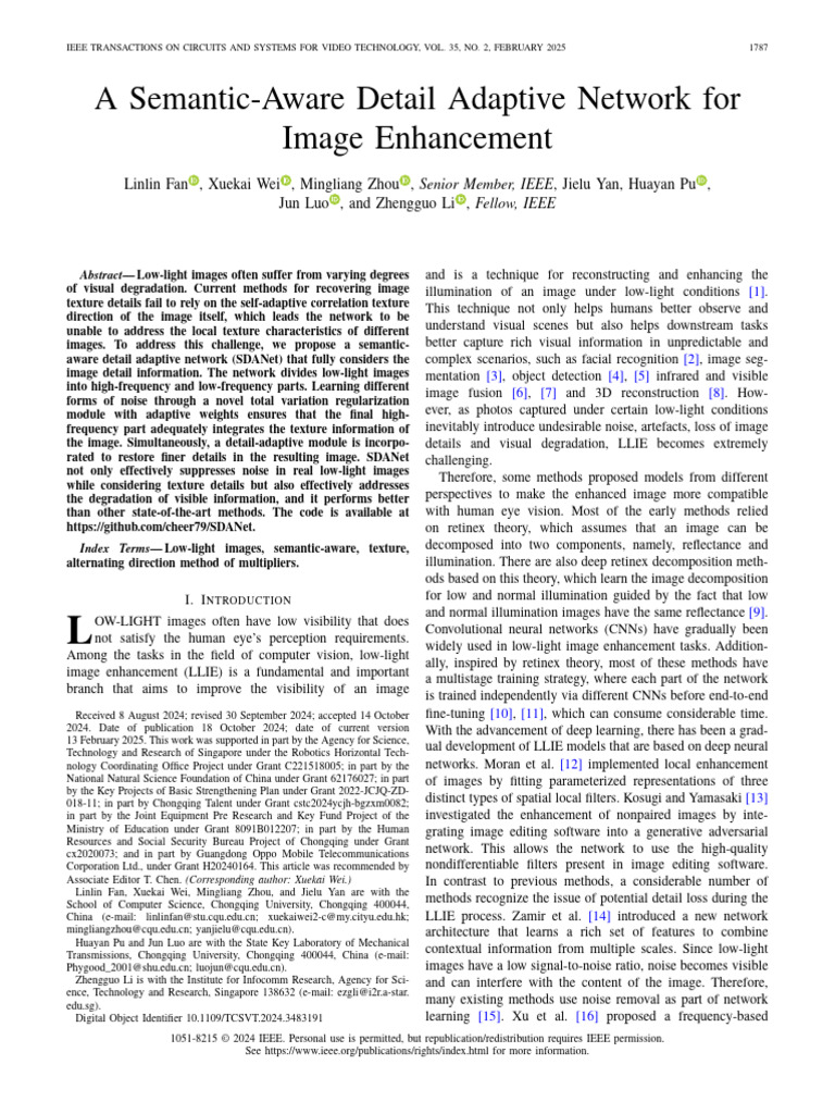 A Semantic-Aware Detail Adaptive Network For Image Enhancement | PDF ...