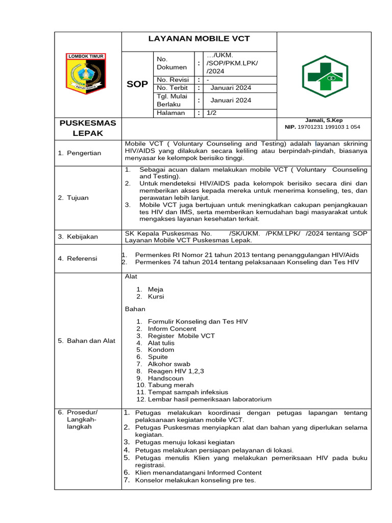 Sop Mobile VCT | PDF
