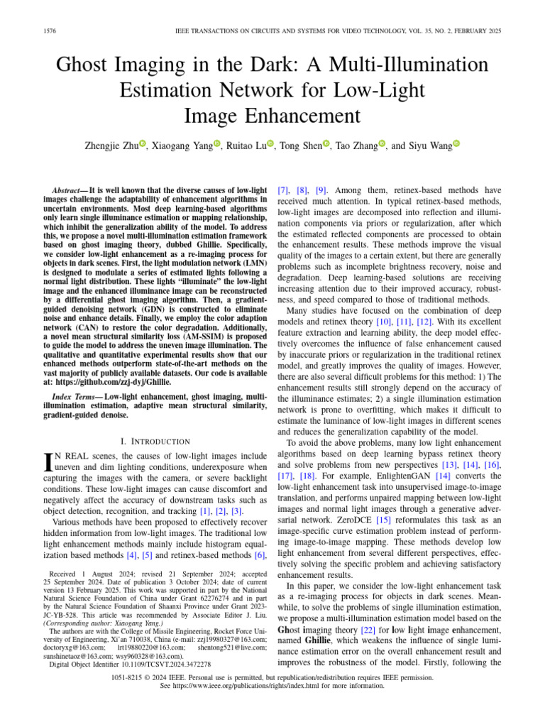 Ghost Imaging in The Dark A Multi-Illumination Estimation Network For Low-Light Image ...