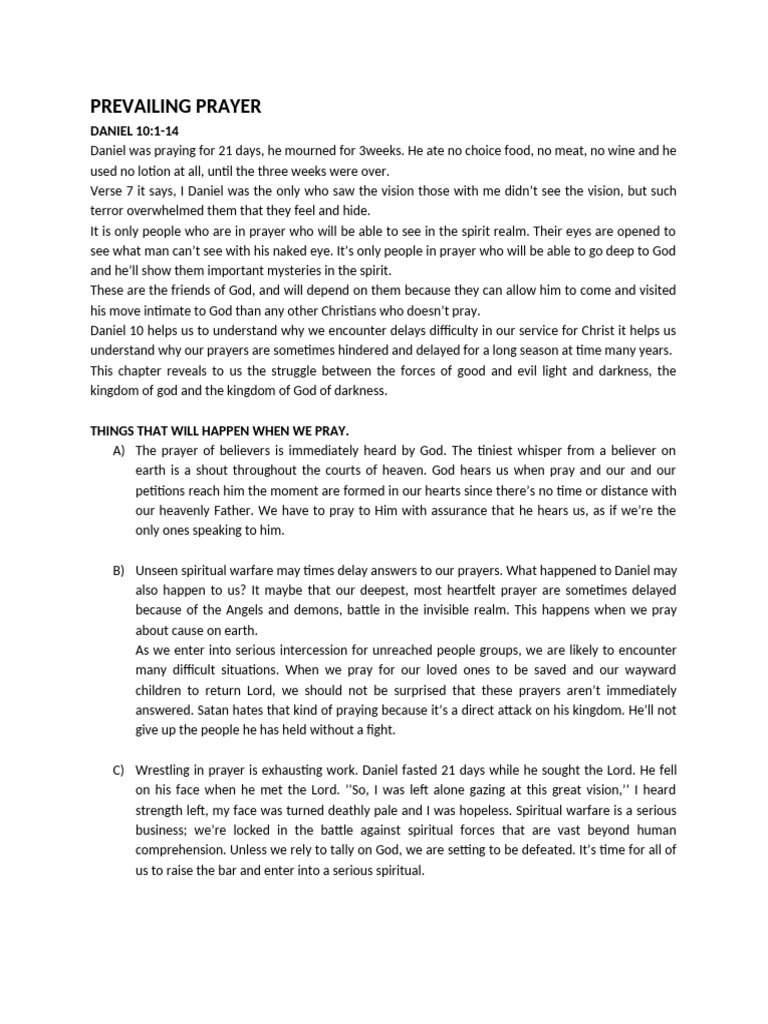 Spiritual Warfare Through Prevailing Prayer | PDF | Religious Belief ...