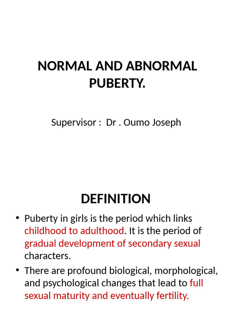 Normal and Abnormal Puberty | PDF | Puberty | Menstrual Cycle