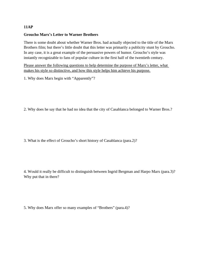Marx Letter Style Questions | PDF