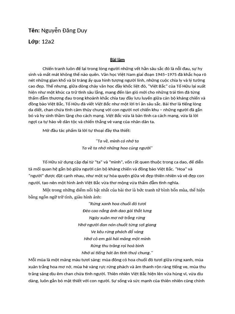 Nguyễn Đăng Duy Lớp 12a2 Bài Viết | PDF
