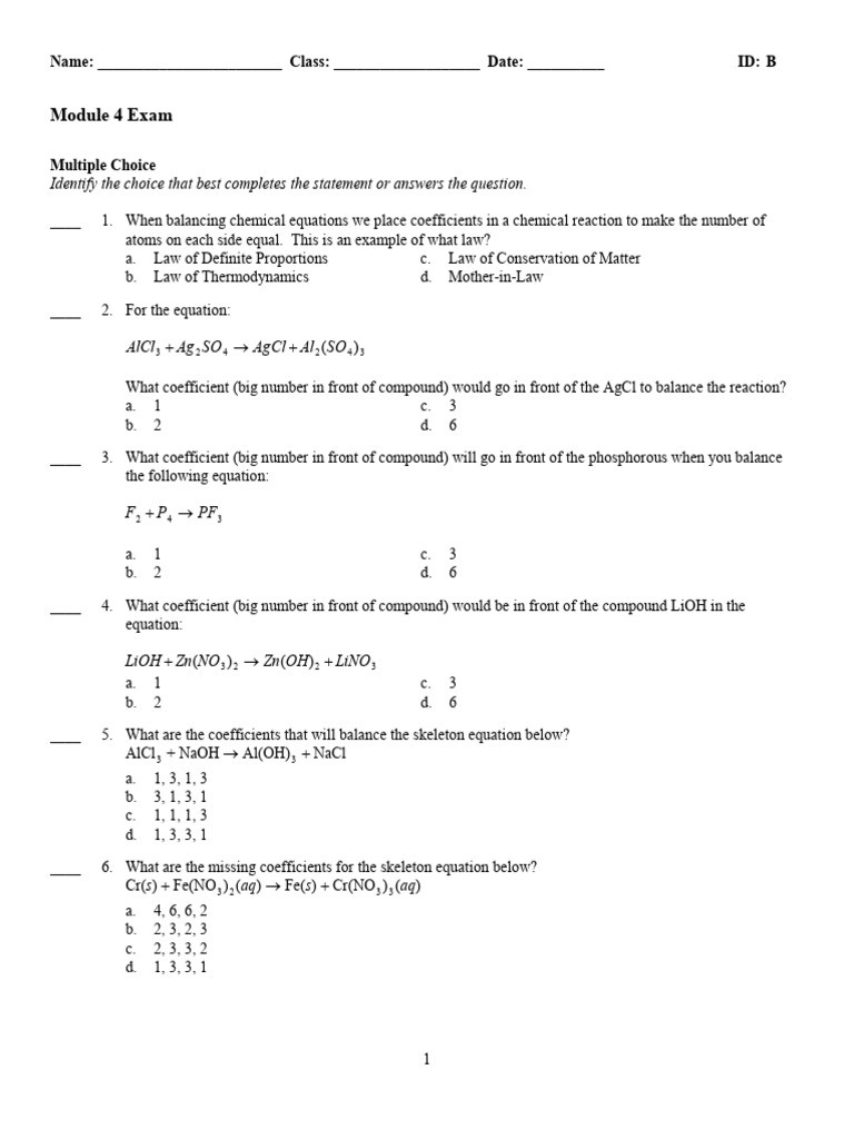Chem Module 4 Practice Test | PDF | Chemical Substances | Physical ...