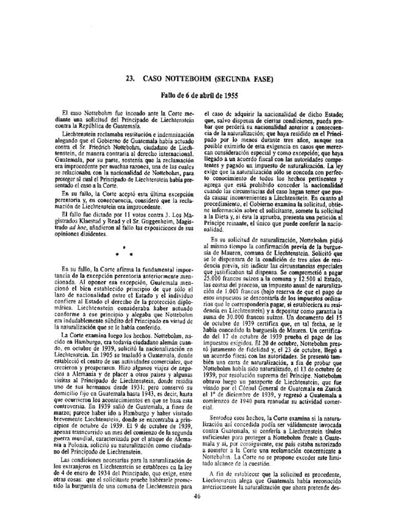 Corte Internacional de Justicia, Caso Nottebohm | PDF | Estado ...