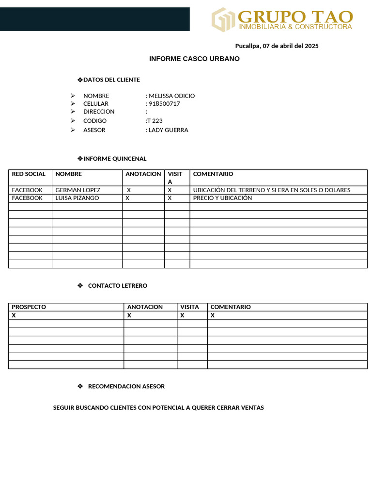 Informe Clientes. 2 | PDF