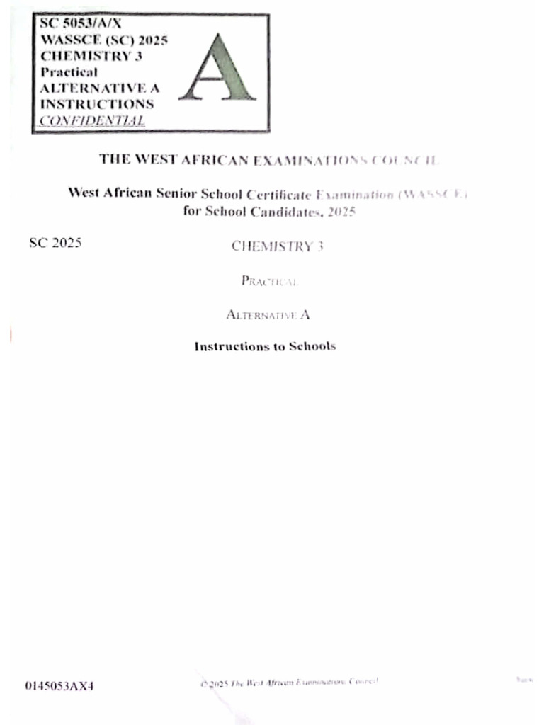 2025 WAEC Chemistry Practical Specimens | PDF