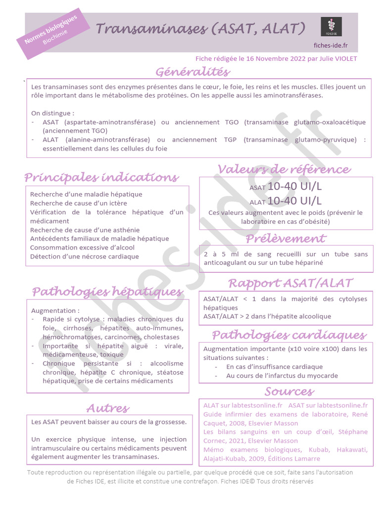 22.-Transaminases-ASAT-ALAT | PDF | Hépatite | Transaminase