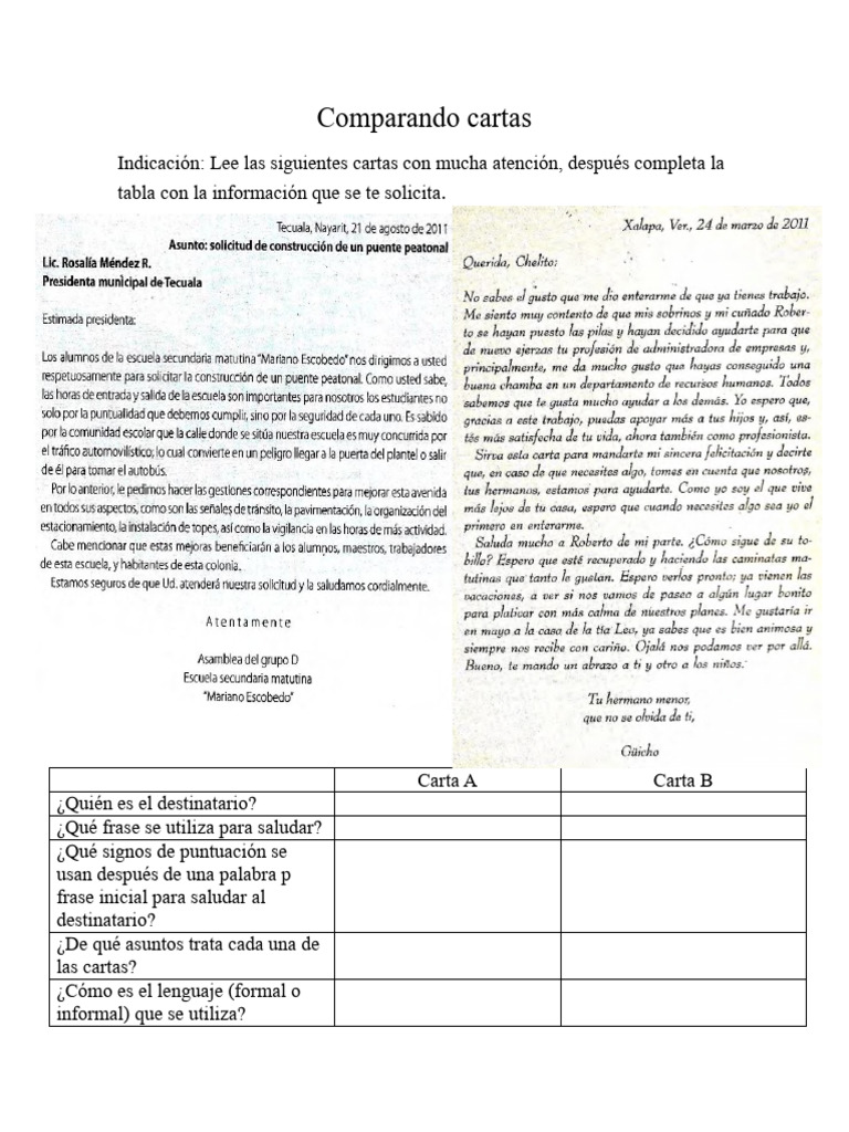 Comparando cartas | PDF