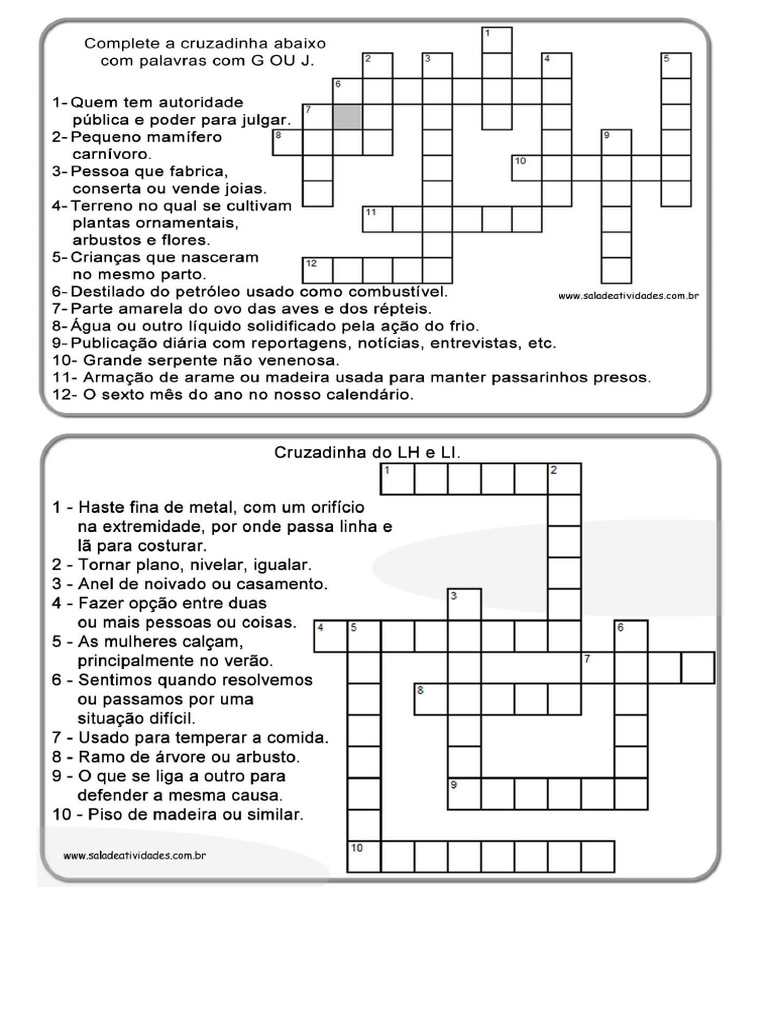 CRUZADINHAS j g li lh | PDF