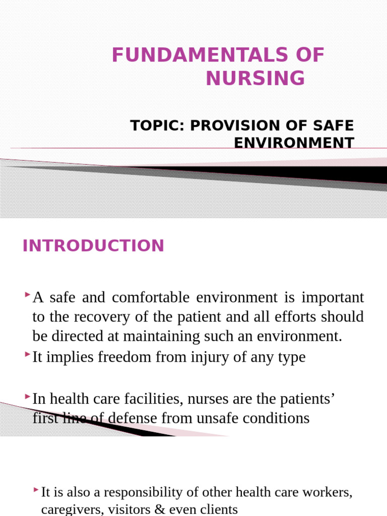 Safe Environment in Nursing Care | PDF | Ventilation (Architecture ...