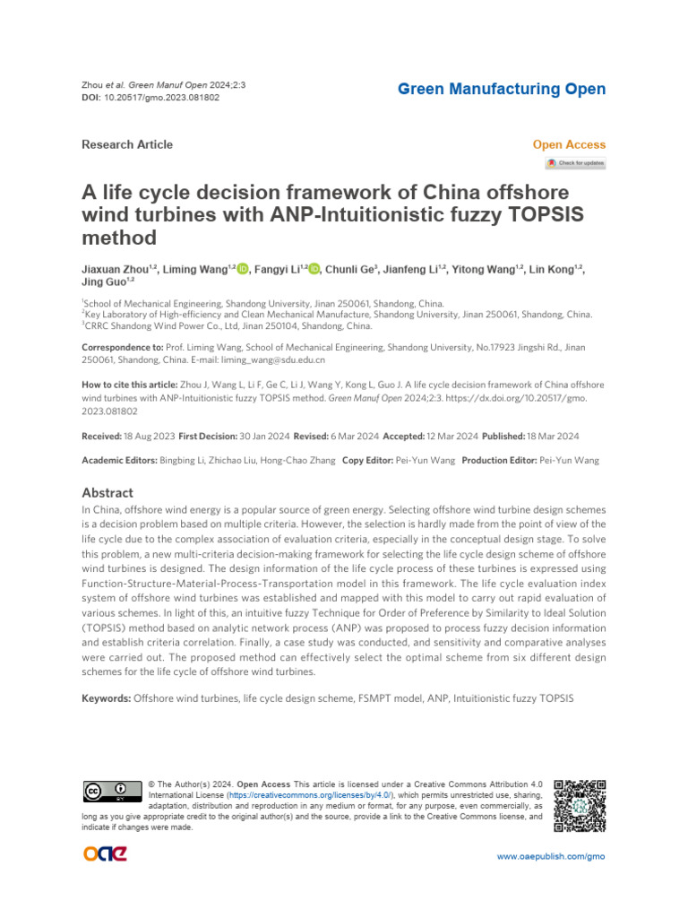 A Life Cycle Decision Framework of China Offshore | PDF | Wind Power ...