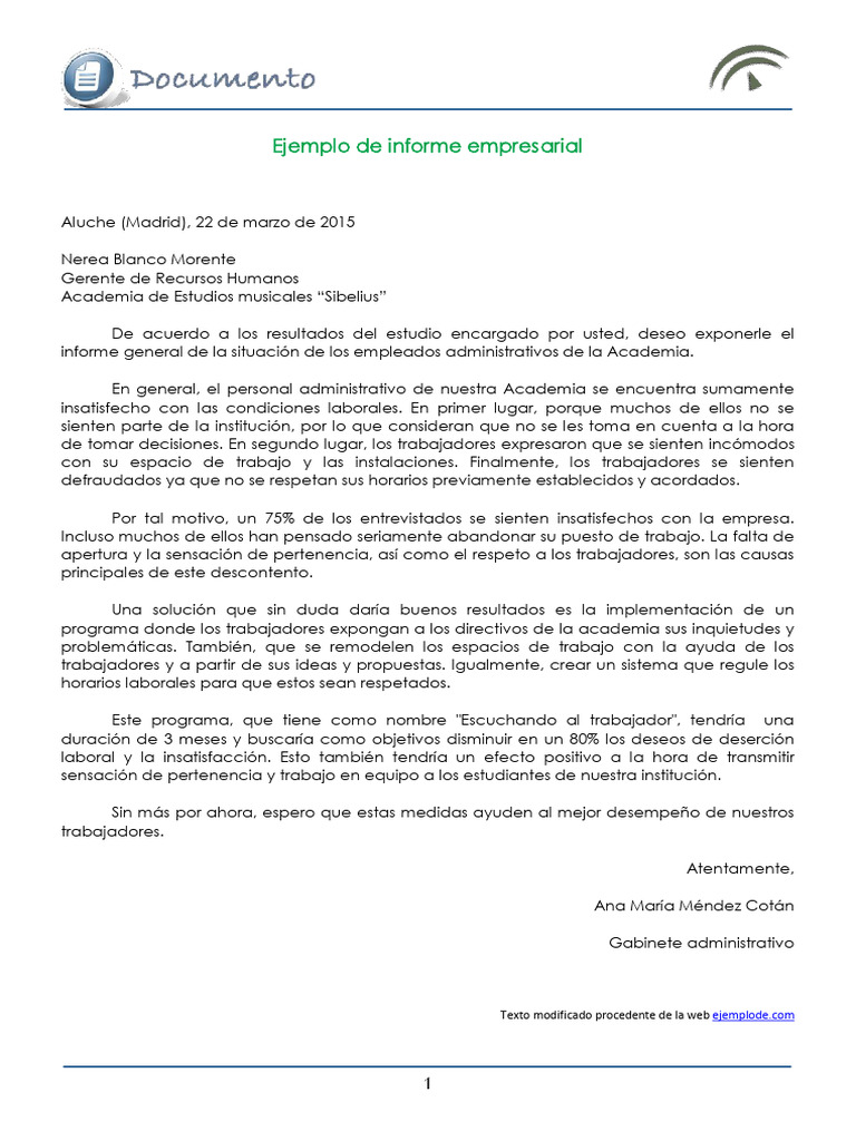 Modelo Informe Empresarial | PDF