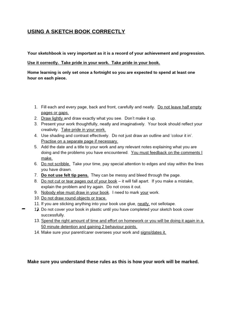 Using A Sketch Book Correctly | PDF