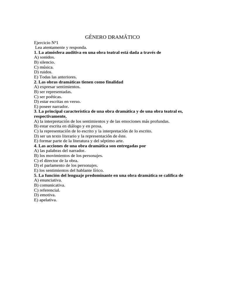 Ejercicio 2 Género Dramatico | PDF | Teatro