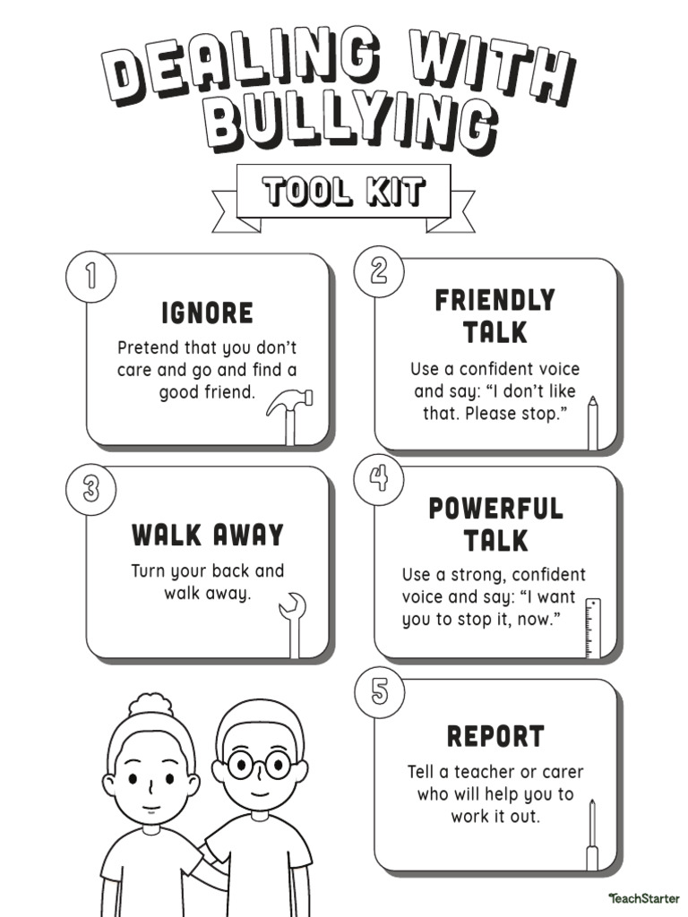 Dealing With Bullying Poster Print Able PDF B W | PDF