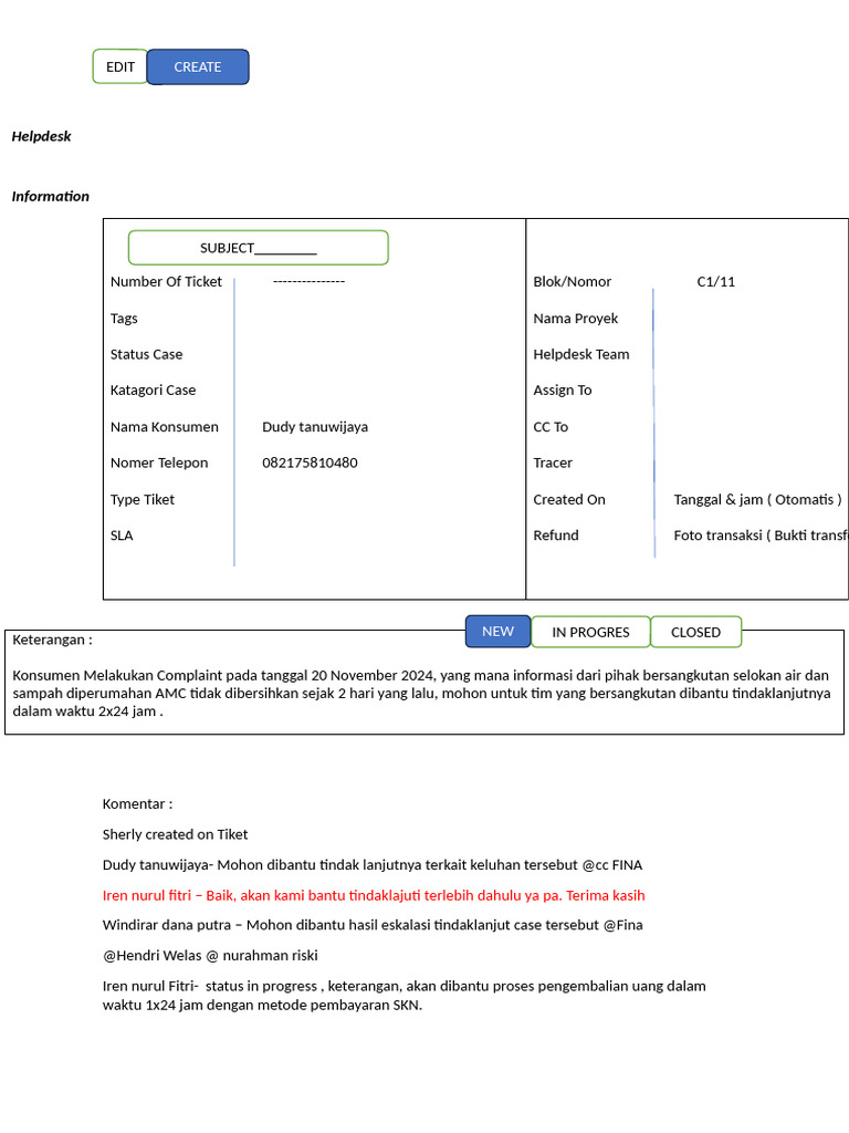 Contoh Helpdesk | PDF