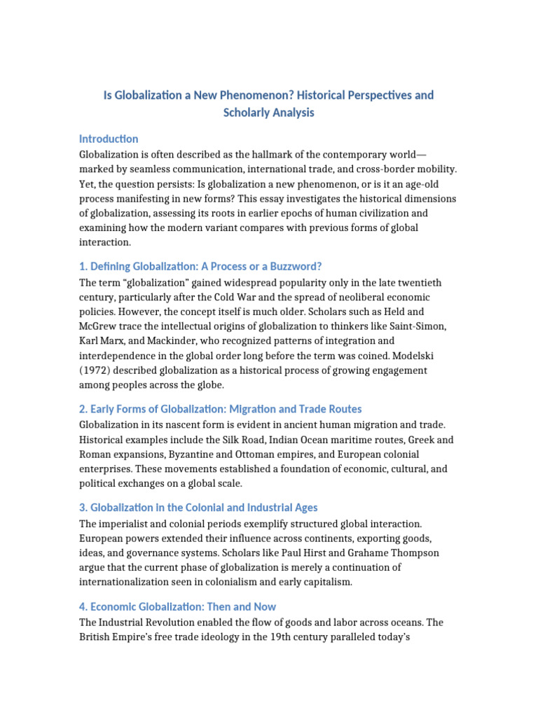 Is Globalization A New Phenomenon | PDF | Globalization | Colonialism