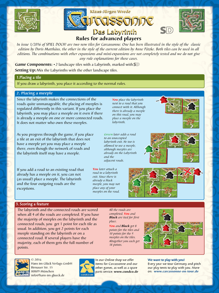 Carcassonne The Labyrinth Variant English Translation Version 1.2 | PDF | Gaming | Tabletop Games