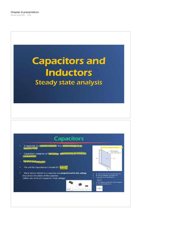 Chapter 6 Capacitors and Inductors | PDF