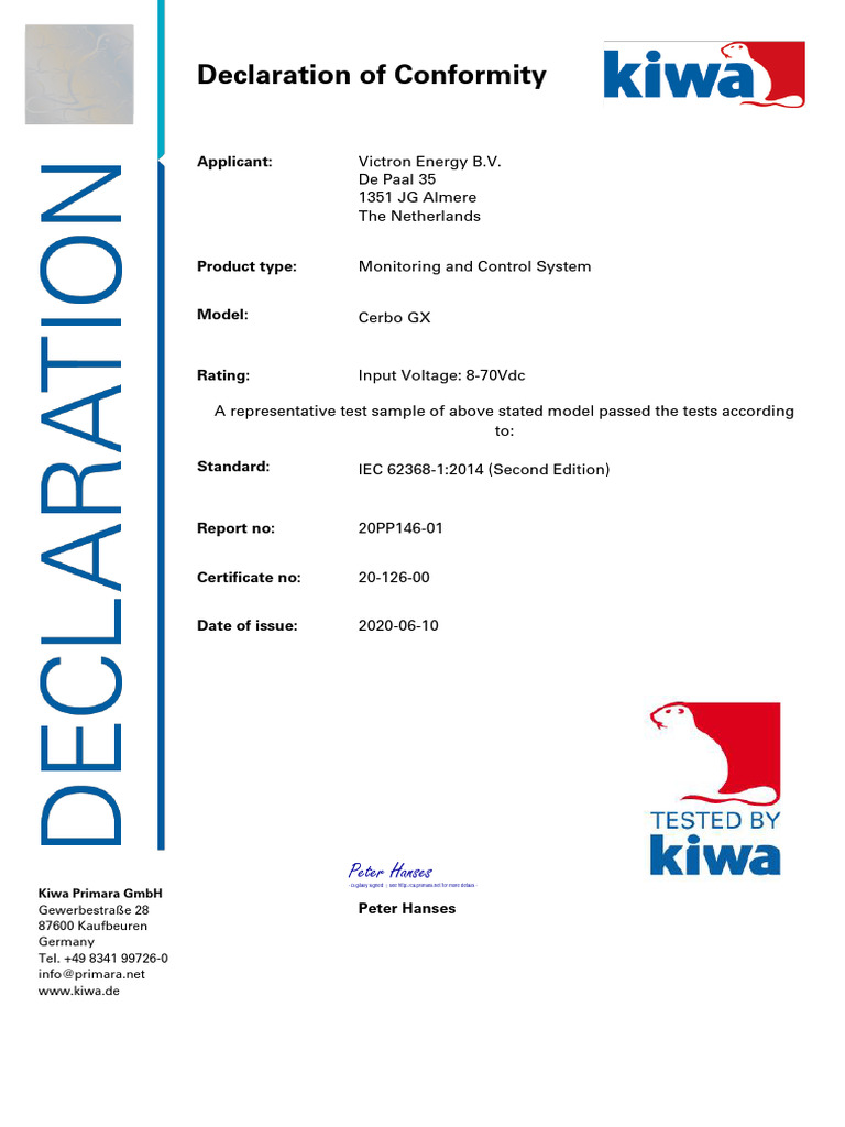 Certificate IEC | PDF