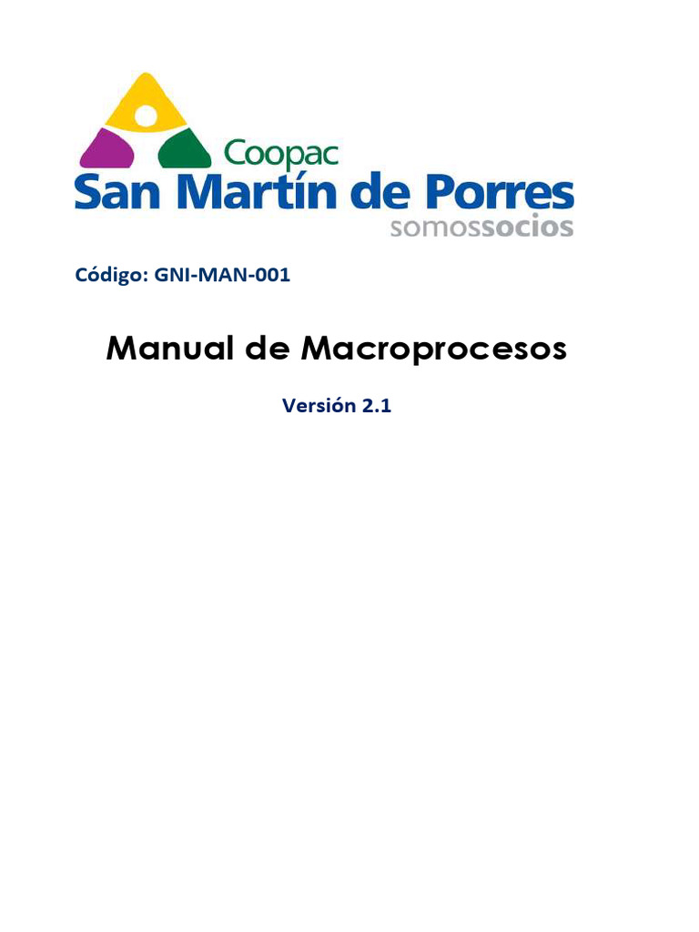 Manual de Macroprocesos v2.1 | PDF | Contabilidad | Planificación