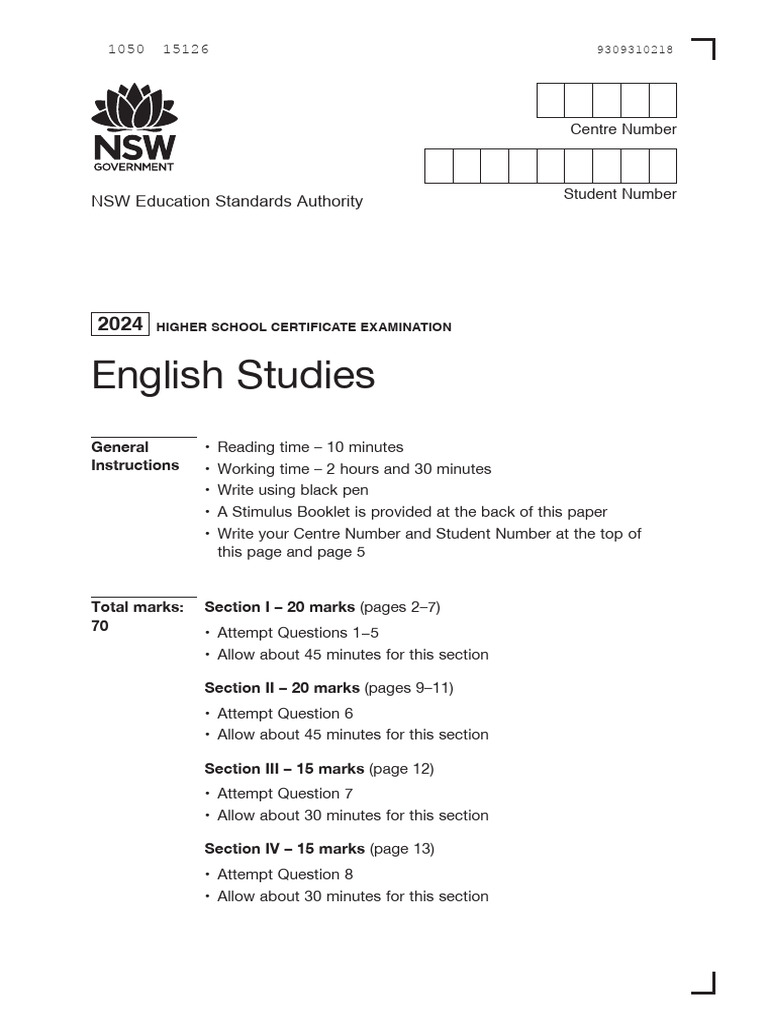 2024 HSC English Studies Exam Guide | PDF