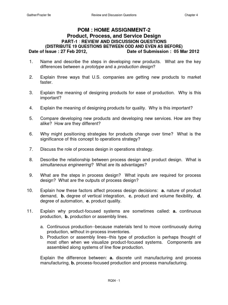 Assignment 2 Product Process Service Design R | Download Free PDF ...